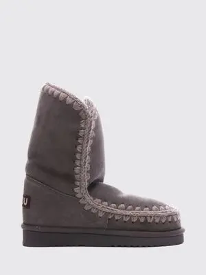Mou Eskimo Suede Boots With Wool Stitching - Grey