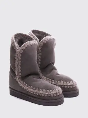 Mou Eskimo Suede Boots With Wool Stitching - Grey