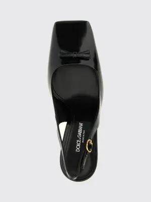 Dolce & Gabbana Patent Leather Slingback Pumps With Square Toe And Bow