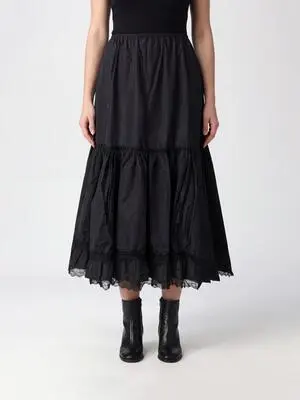 GANNI Taffeta Full Midi Skirt With Lace Inserts And High Waist