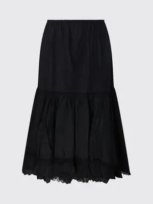 GANNI Taffeta Full Midi Skirt With Lace Inserts And High Waist