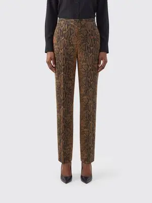 TWINSET High-waisted Skinny Trousers In Viscose With Python Print - Black