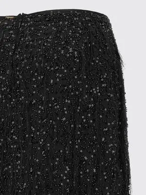 TWINSET Crêpe Pencil Midi Skirt With Sequin Embroidery And Fringes