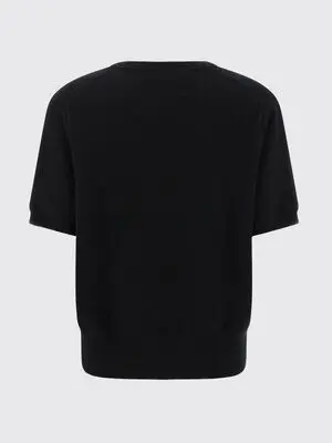 Extreme Cashmere Short-sleeved V-neck Cashmere Blend Sweater - Black