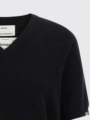 Extreme Cashmere Short-sleeved V-neck Cashmere Blend Sweater - Black