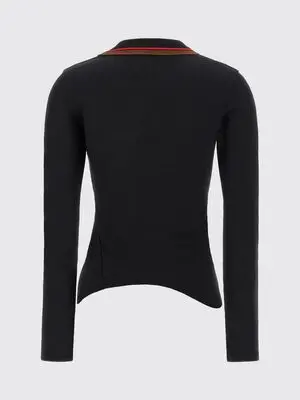 VIVIENNE WESTWOOD Asymmetrical Long-sleeved Cotton Polo With Orb Logo - Black