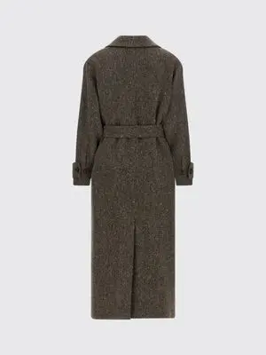 Kiton Long Chevron Wool Blend Wrap Coat With A Shawl Collar