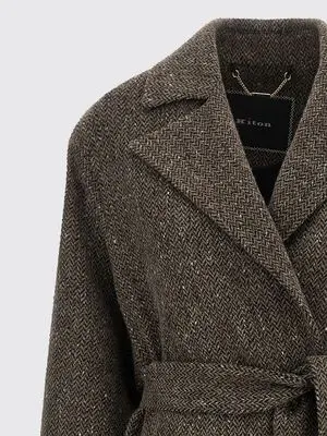 Kiton Long Chevron Wool Blend Wrap Coat With A Shawl Collar