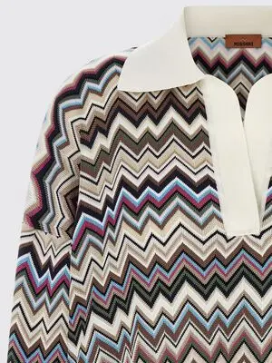 Missoni Long-sleeved Knitted Polo Shirt With Zig Zag Pattern