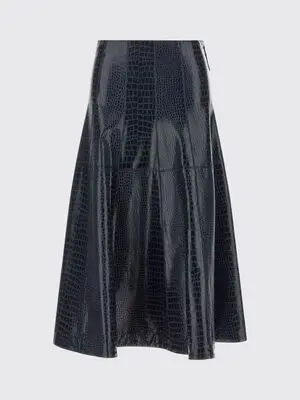 Pinko High-waisted Python Print Flared Midi Skirt In Faux Leather