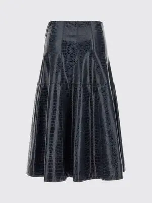 Pinko High-waisted Python Print Flared Midi Skirt In Faux Leather