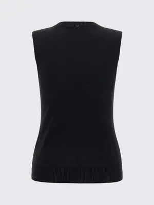 Sportmax Sleeveless Virgin Wool Evening Top With Jeweled Fringes