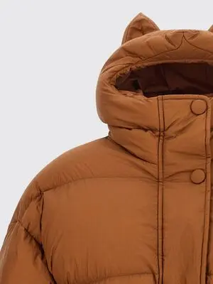 IENKI IENKI Fox Michlin Quilted Nylon Puffer Jacket With Ears Hood - Brown