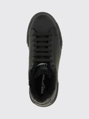 Dolce & Gabbana Portofino Calfskin Leather Sneakers With Shearling Lining
