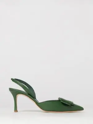 Manolo Blahnik Maysli Smooth Leather Mid-heel Slingback Pumps With Buckle