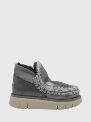 Mou Bounce Bi Sheepskin Ankle Boots With Wool Lining - Silver