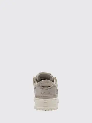 D.a.t.e. Suede Low-top Sneakers With A Perforated Toe And Printed Logo - Beige