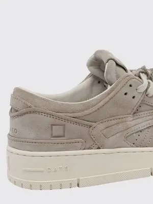 D.a.t.e. Suede Low-top Sneakers With A Perforated Toe And Printed Logo - Beige
