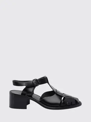 Hereu Pesca Perforated Calfskin Sandals With Medium Heel And Ankle Strap