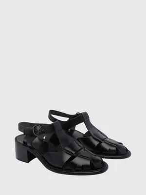 Hereu Pesca Perforated Calfskin Sandals With Medium Heel And Ankle Strap