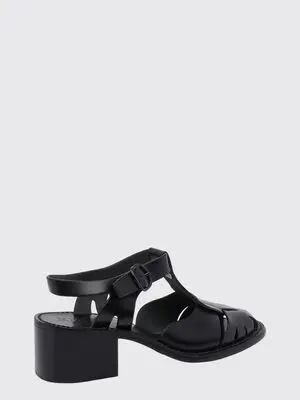 Hereu Pesca Perforated Calfskin Sandals With Medium Heel And Ankle Strap