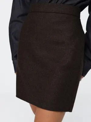 Max Mara High-waisted Virgin Wool Pencil Mini Skirt With Slim Fit - Grey