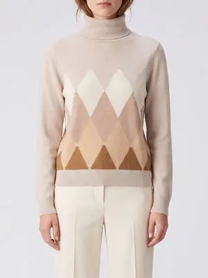 BALLANTYNE Argyle Pattern 100% Cashmere Turtleneck Sweater