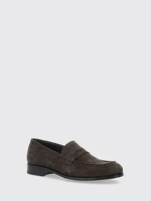 LIDFORT Suede Cowhide Penny Loafers With Saddle Strap