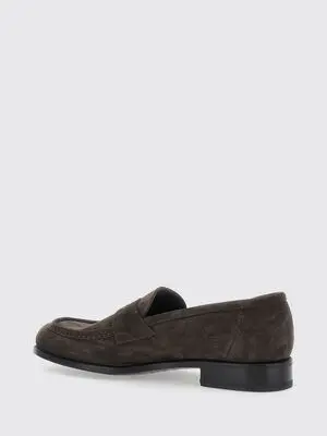LIDFORT Suede Cowhide Penny Loafers With Saddle Strap