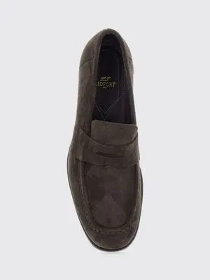 LIDFORT Suede Cowhide Penny Loafers With Saddle Strap