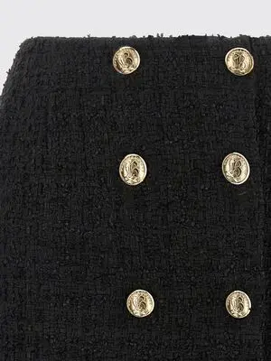 Balmain High-waisted Cotton-blend Pencil Mini Skirt With Buttons