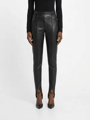 Balmain Mid-rise Smooth Lambskin Leather Skinny Pants