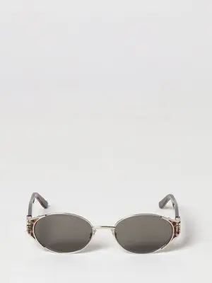 Saint Laurent Tortoiseshell Oval Sunglasses With Metal Logo - Gold