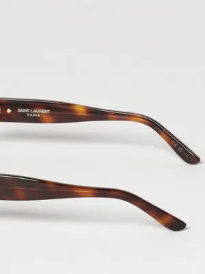 Saint Laurent Tortoiseshell Oval Sunglasses With Metal Logo - Gold