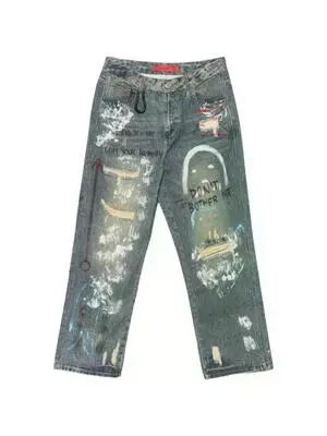 ACUPUNCTURE 1993 Original Graffiti-print Distressed Jeans