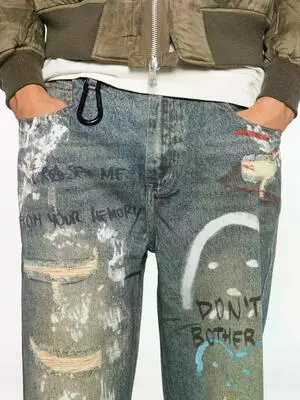 ACUPUNCTURE 1993 Original Graffiti-print Distressed Jeans