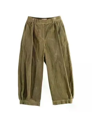 AMOMENTO Pleated Corduroy Trousers - Green