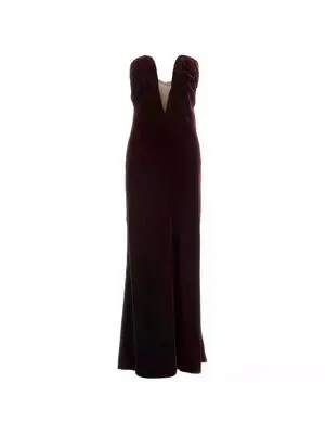 Giorgio Armani Strapless Velvet Gown - Red