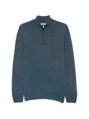 Canali Quarter-zip Wool Sweater - Blue