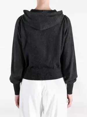 AMOMENTO Puff-sleeve Zip-up Hoodie