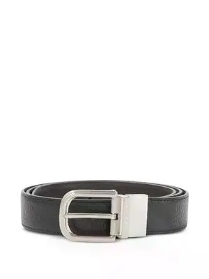 LARDINI Grained-leather Belt - Black