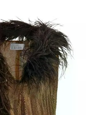 Giuseppe Di Morabito Feather-trim Crystal-embellished Top - Gold