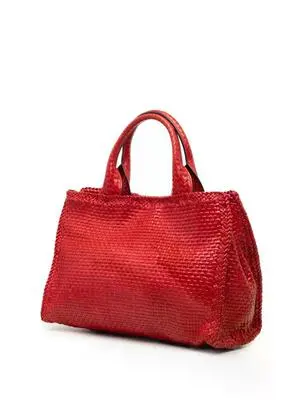 Prada 2010-2026 Small Woven Goatskin Madras Satchel