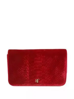 Elisabetta Franchi Croc-effect Velvet Shoulder Bag - Red