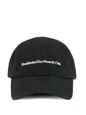 STOCKHOLM SURFBOARD CLUB Logo-embroidered Distressed Baseball Cap - Black