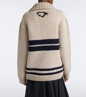 Prada Striped Wool Zip-up Cardigan