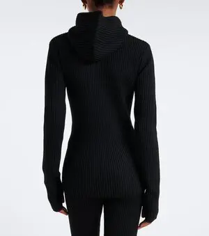 THE FRANKIE SHOP Larice Ribbed-knit Hooded Wool Sweater