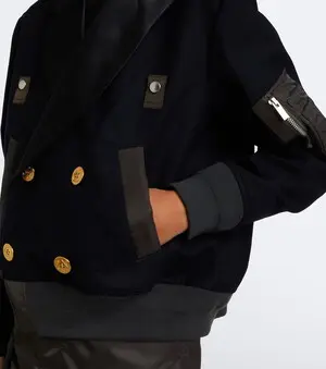 Sacai Paneled Wool Flannel And Twill Jacket
