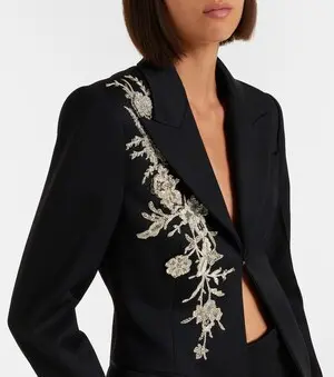 Alexander McQueen Beaded Embroidered Wool Blazer