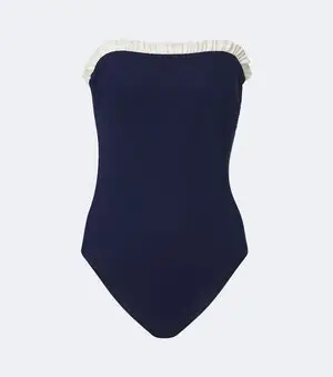 KARLA COLLETTO Basics Ruffled Strapless Swimsuit - Blue